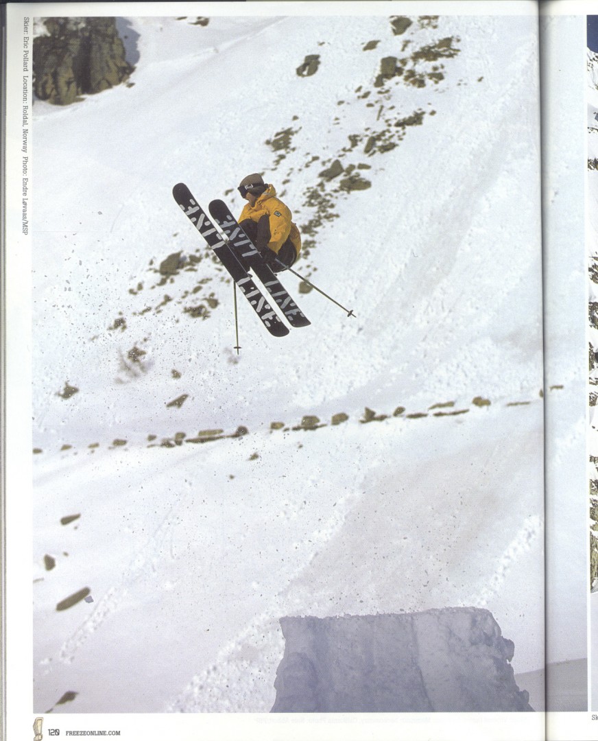 Eric Pollard on 150 wide prototype skis 2004 | Teton Gravity Research